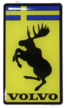 Emblem Rektangulär Volvo Stegrande Älg 3D Gul/Svart Svensk Flagga ...